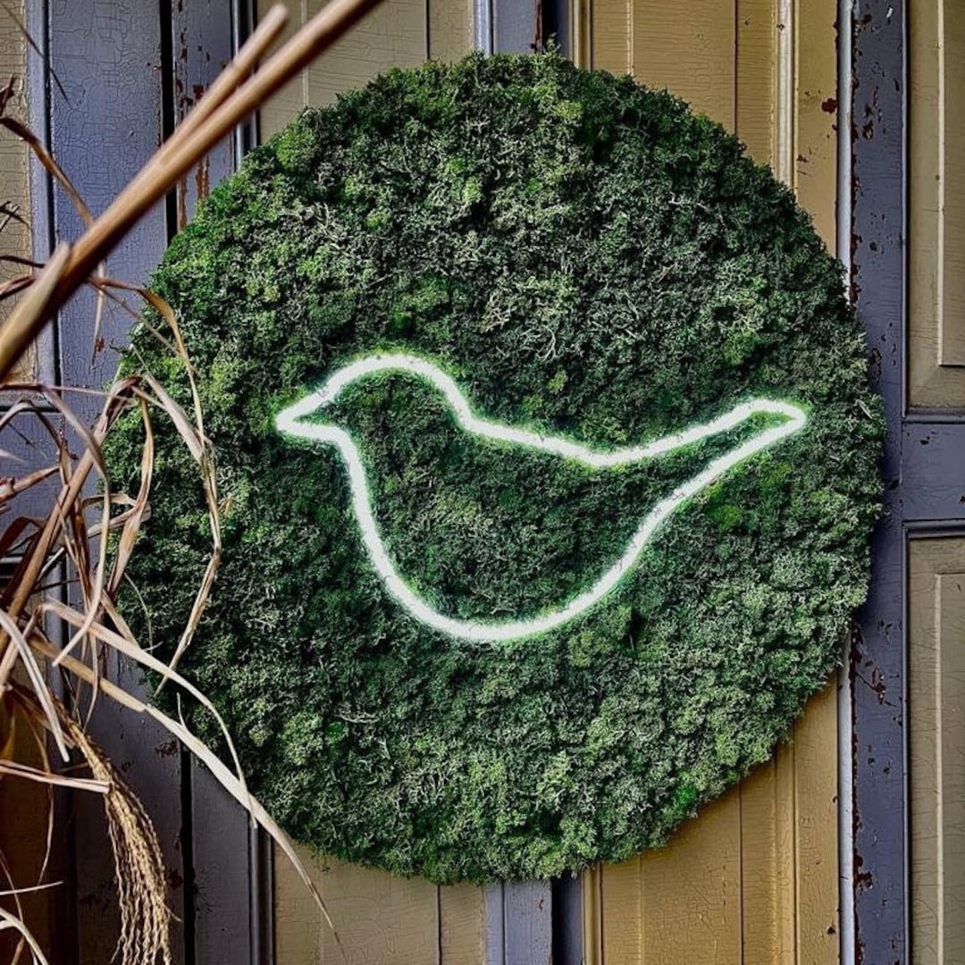 Moss Painting With Neon LED Icon - Etsy