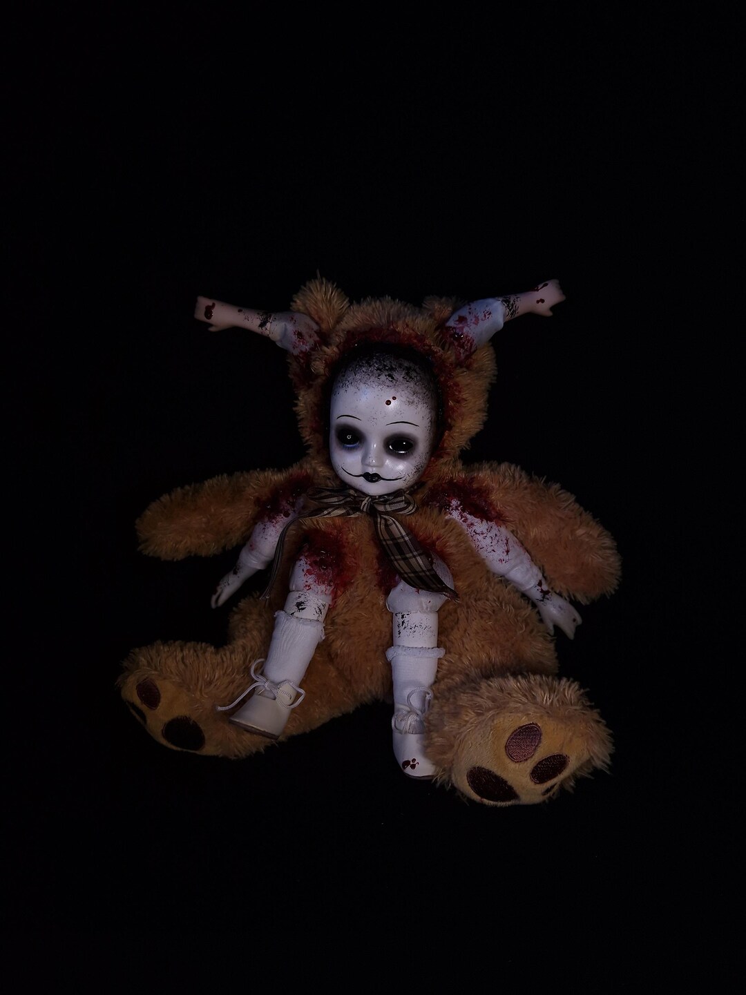 Creepy Horror Possessed Porcelain Doll Teddy Bear , Disturbing Spooky ...