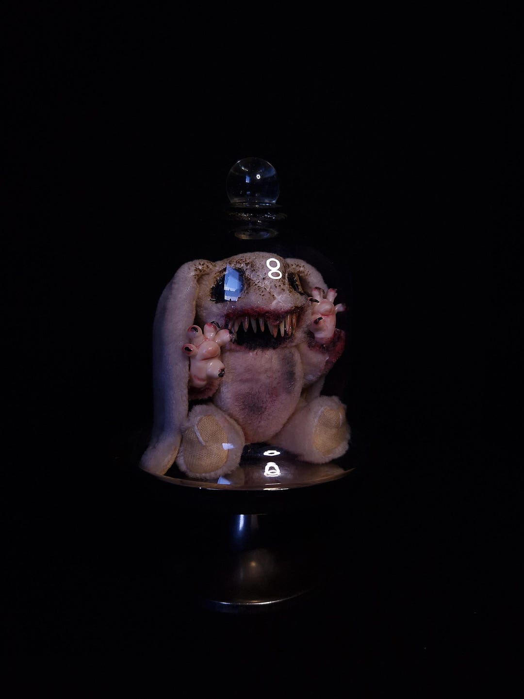 Creepy Horror Plushie Trapped in Glass Dome / Cloche Display Disturbing ...