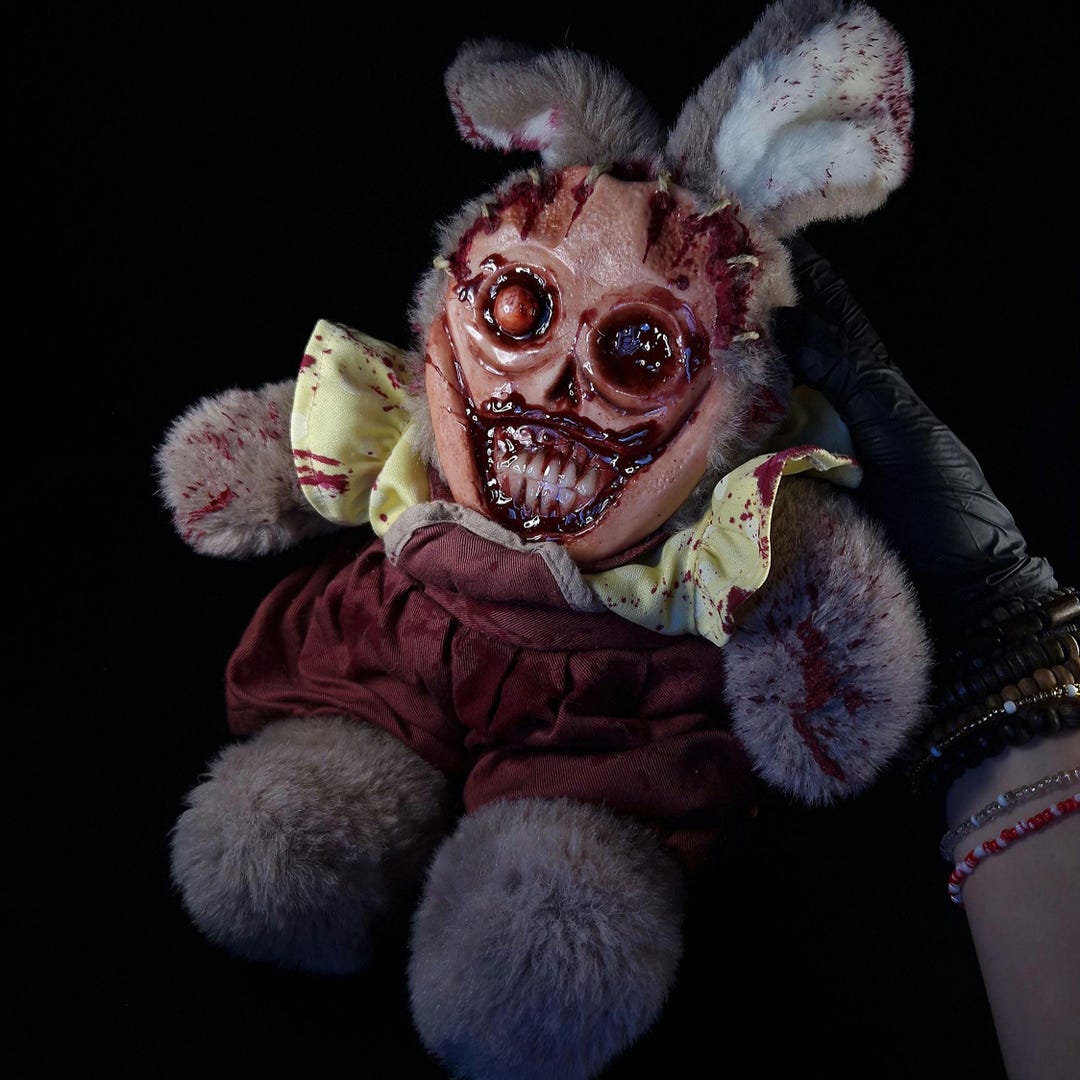 Creepy Horror Scary Bunny Rabbit Disturbing Spooky Haunted Stuffed ...