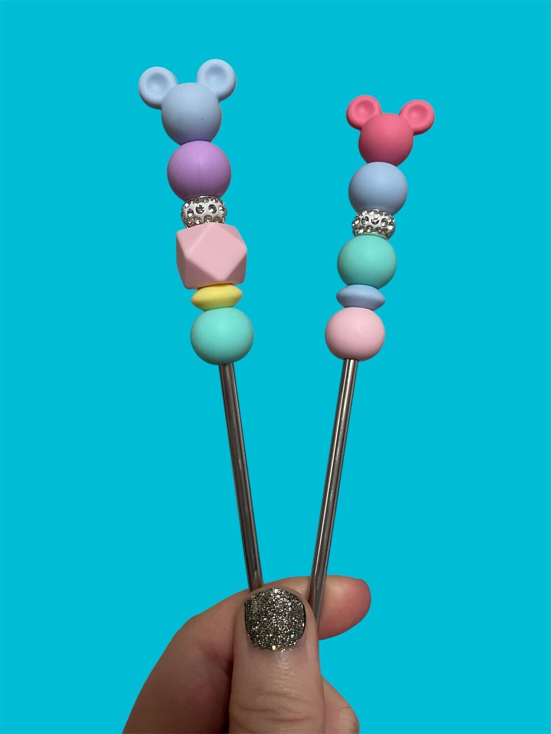Amigurumi Sticks, Amigu Sticks, Mouse, Mouse Ears Gift, Silicone Beads ...