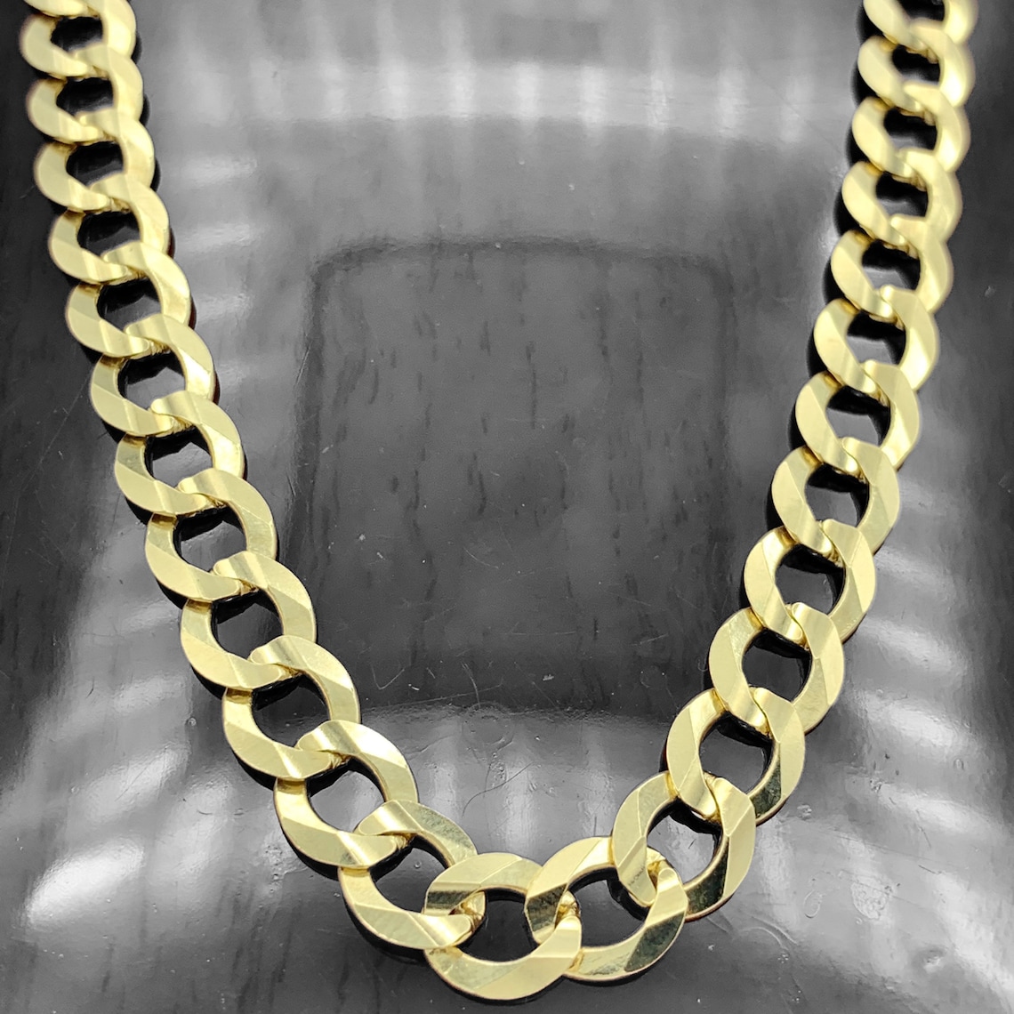 7mm 14k Solid Gold Flat Curb Link Chain Flat Curb Chain - Etsy