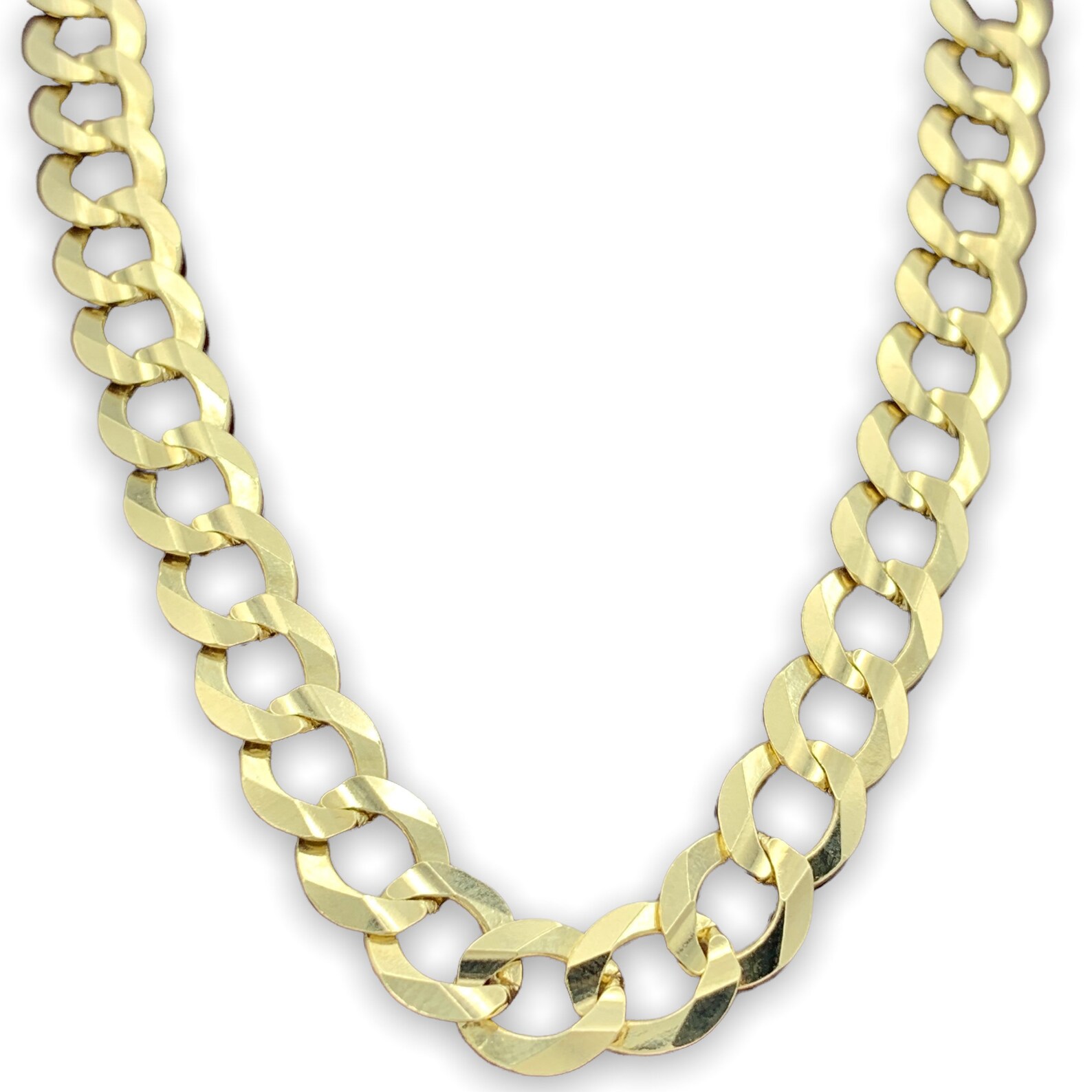 7mm 14k Solid Gold Flat Curb Link Chain, Flat Curb Chain - Etsy