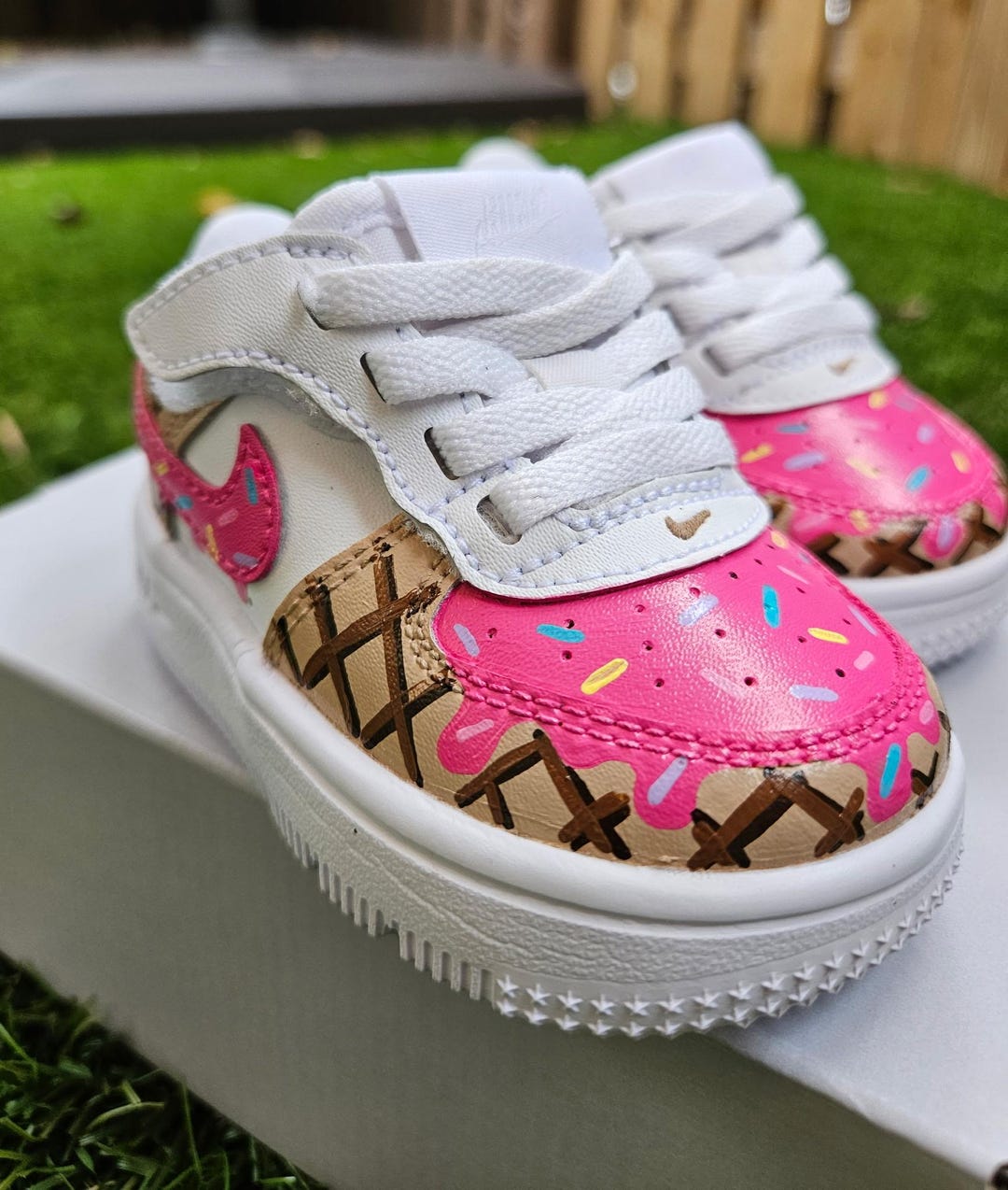 Hand-painted Ice Cream Drip Sneakers | Custom Air Force 1s - Etsy