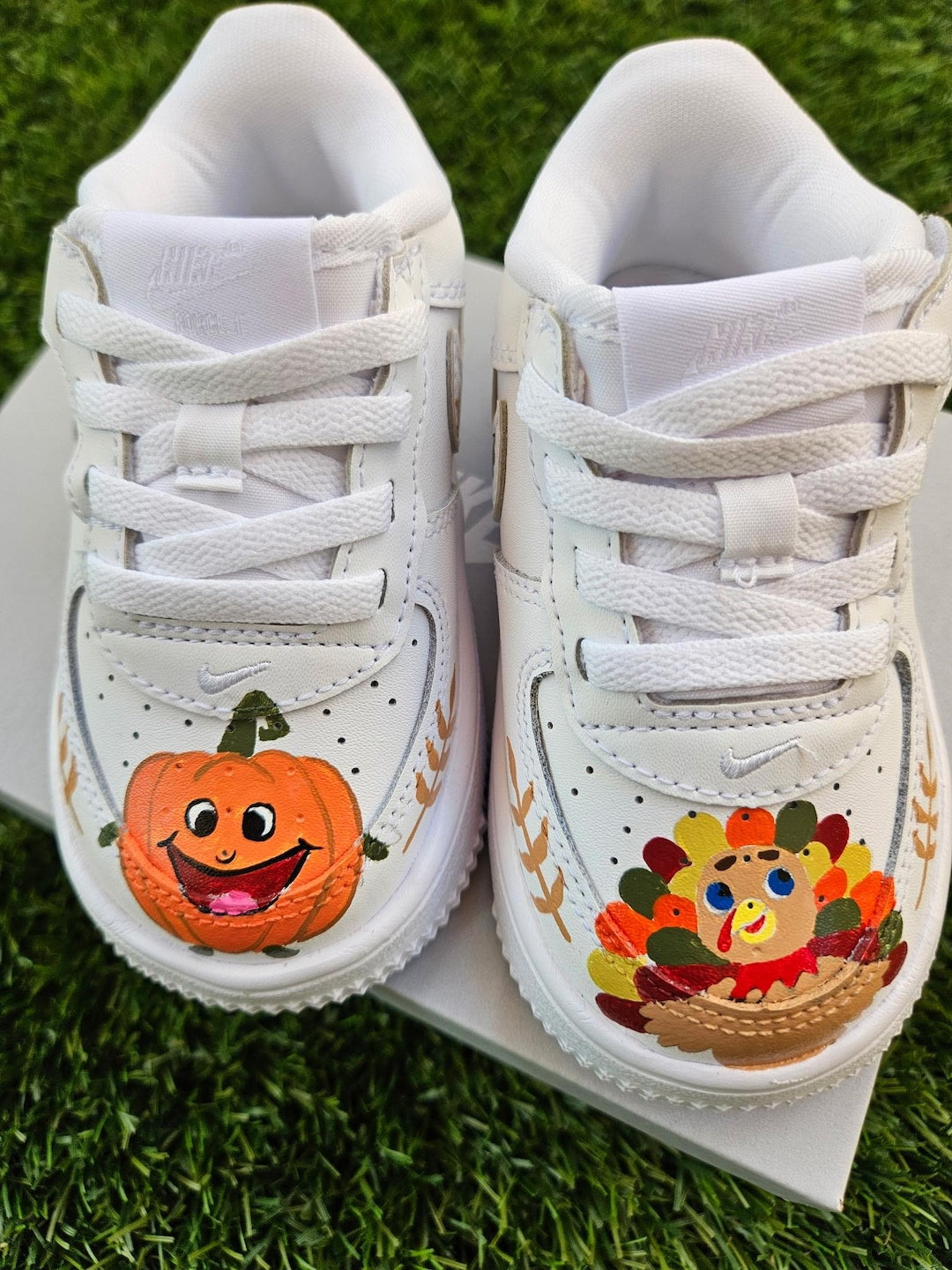 Hello Fall Toddler Nike Af1s | Pumpkin & Turkey Custom Shoes | Hand ...