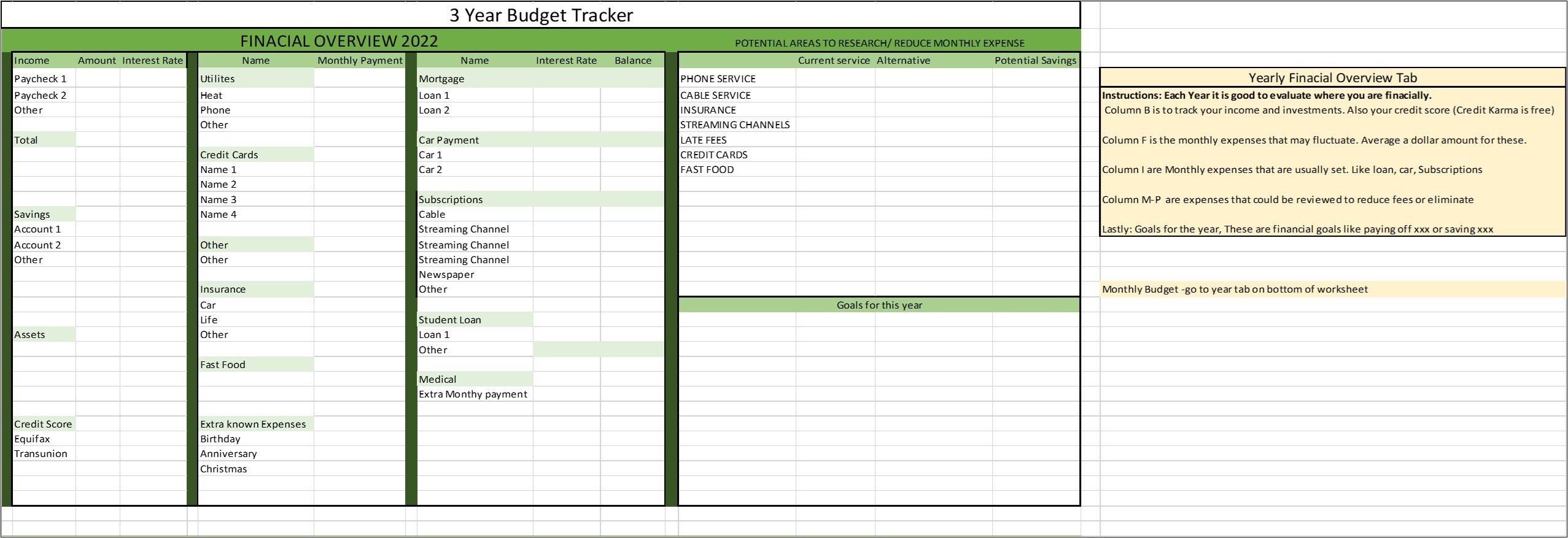 Excel Budget Spreadsheet: Comprehensive Financial Planner With Expense ...