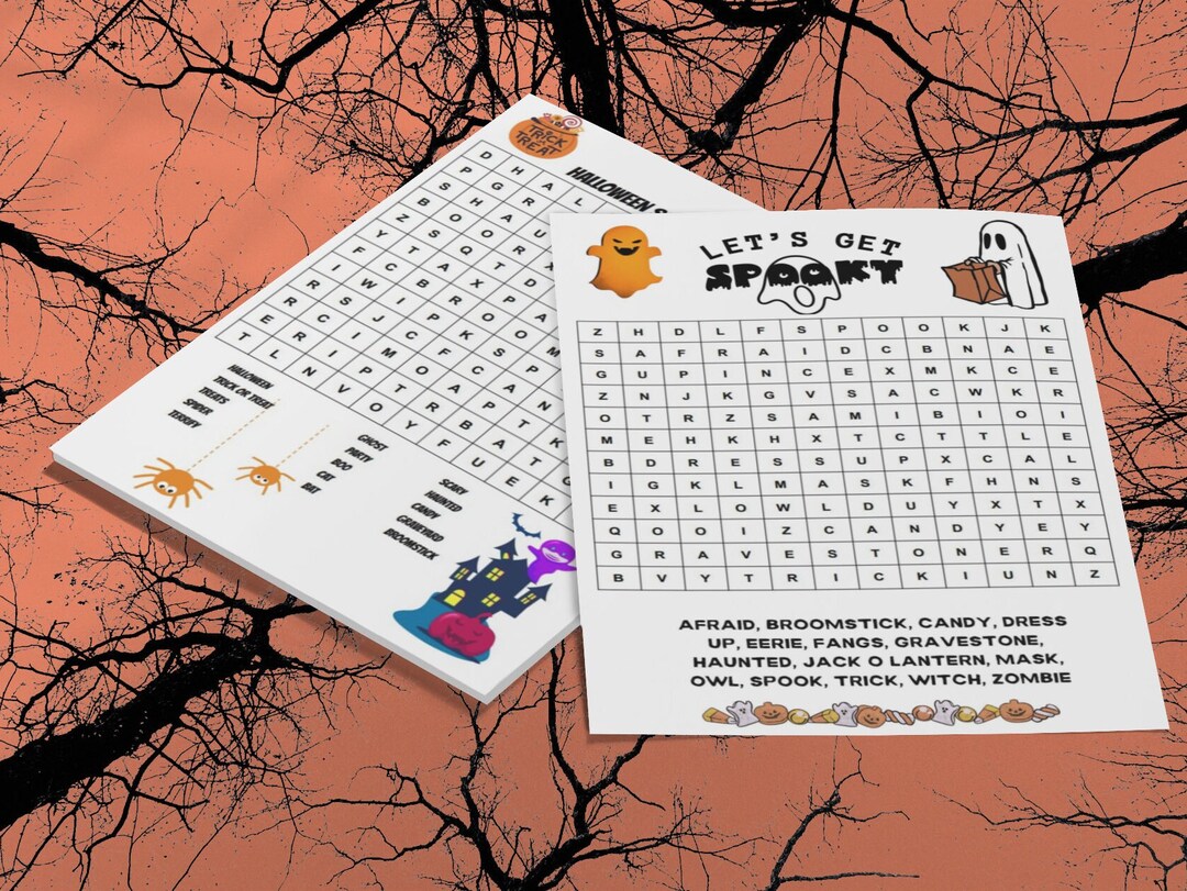 Halloween Large Print Word Search: 2 Spooky Digital Party Activities ...
