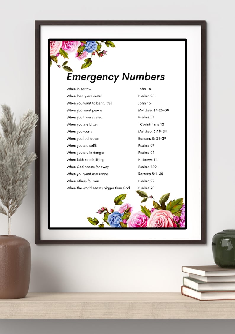 Bible Verse Emergency Numbers Printable | Christian Inspirational ...