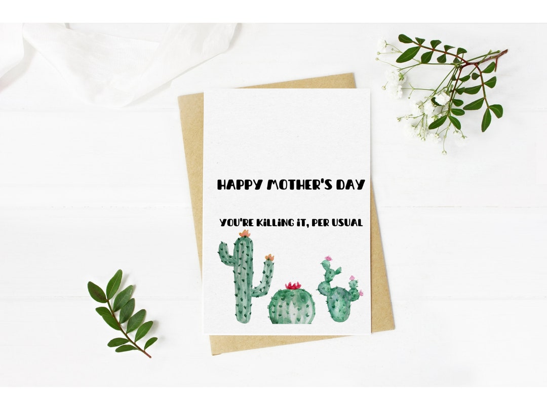 Cactus Mother's Day Card Digital Instant Download - Etsy