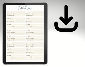 Student Information Sheet, Instant Download - Etsy
