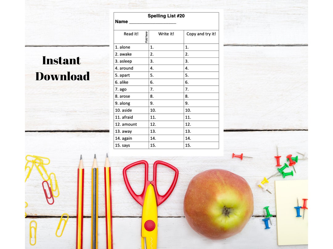 Abeka 1st Grade Spelling Lists 9-30 - Etsy