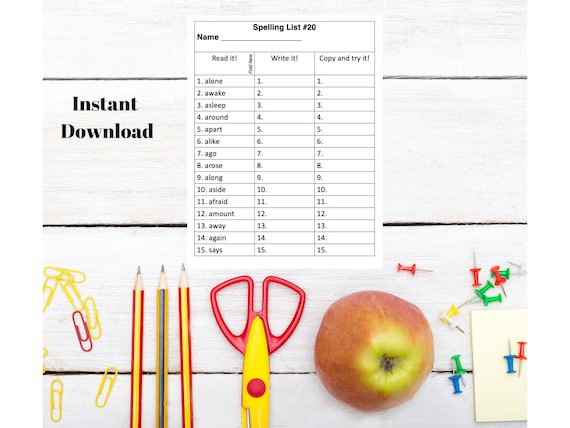 Abeka 1st Grade Spelling Lists 9-30 | Etsy