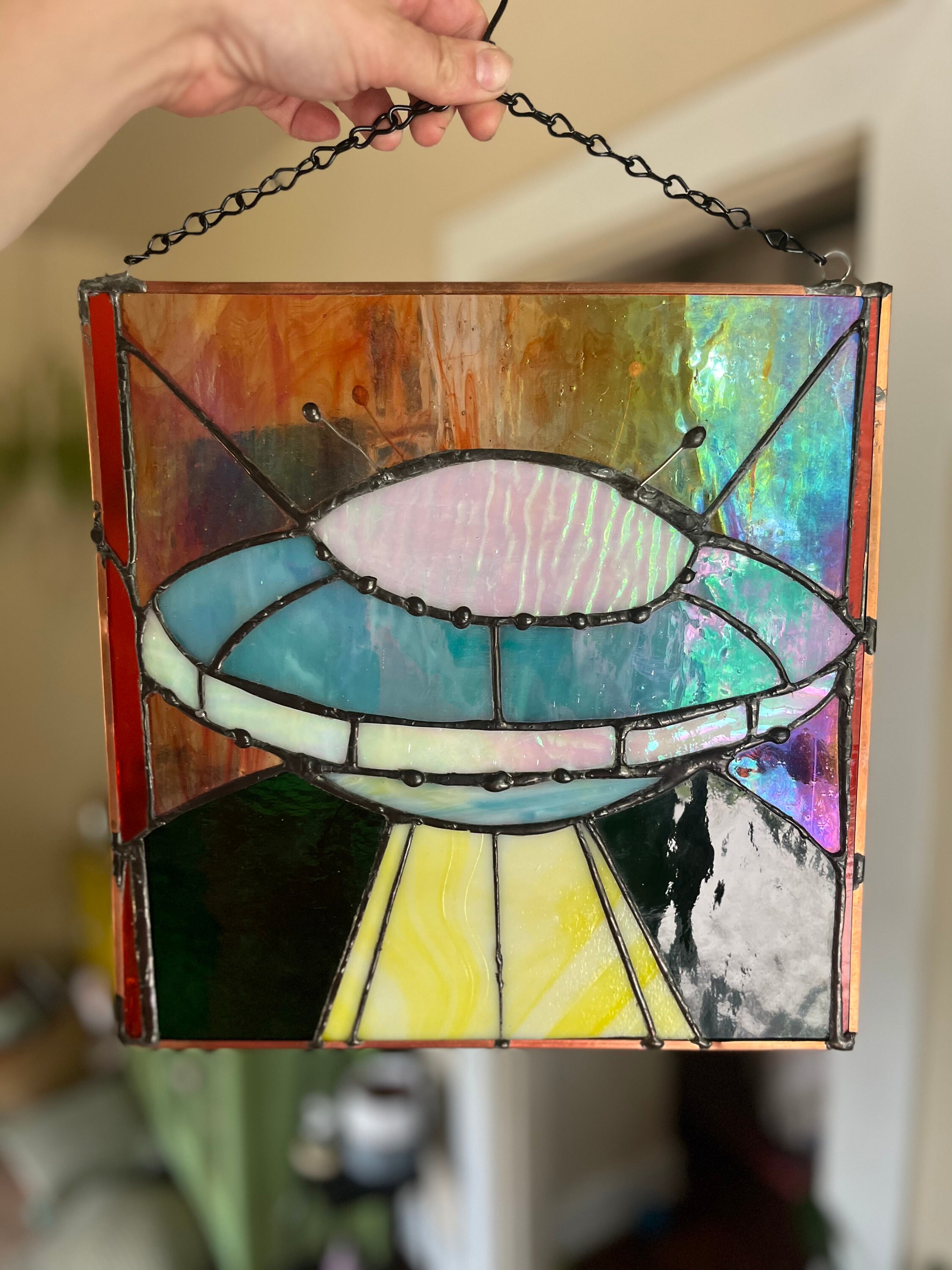 Stained Glass Alien Spaceship/ufo Window Hang - Etsy