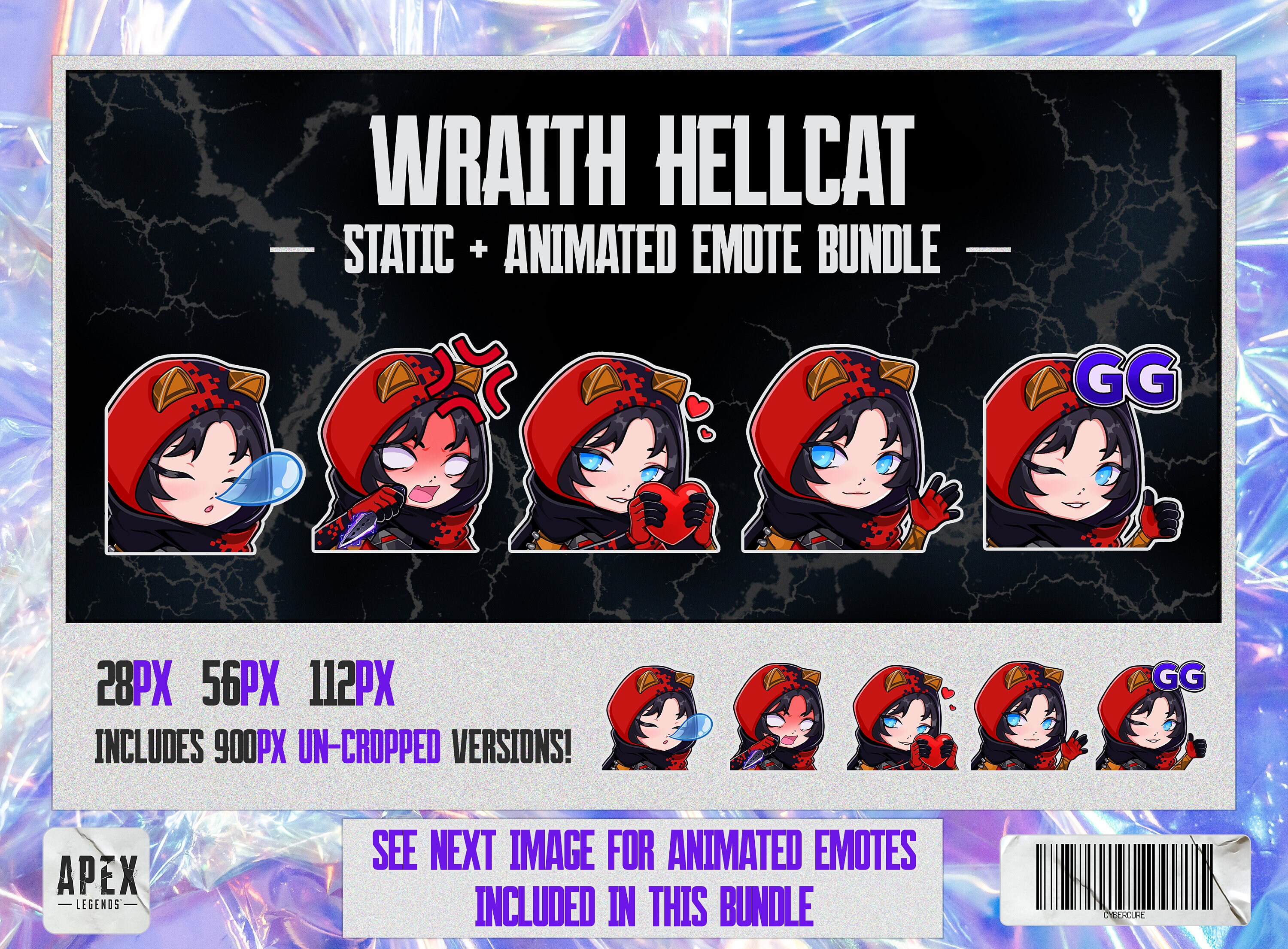 Wraith Hellcat Animated and Static Apex Legends Chibi Emote Bundle for ...