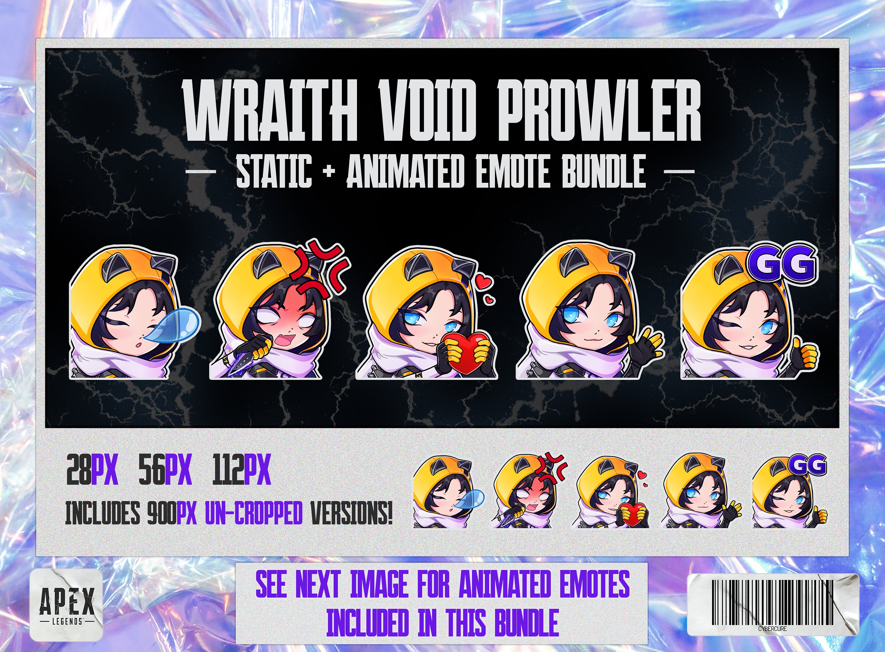 Wraith Void Prowler Animated and Static Apex Legends Chibi Emote Bundle ...