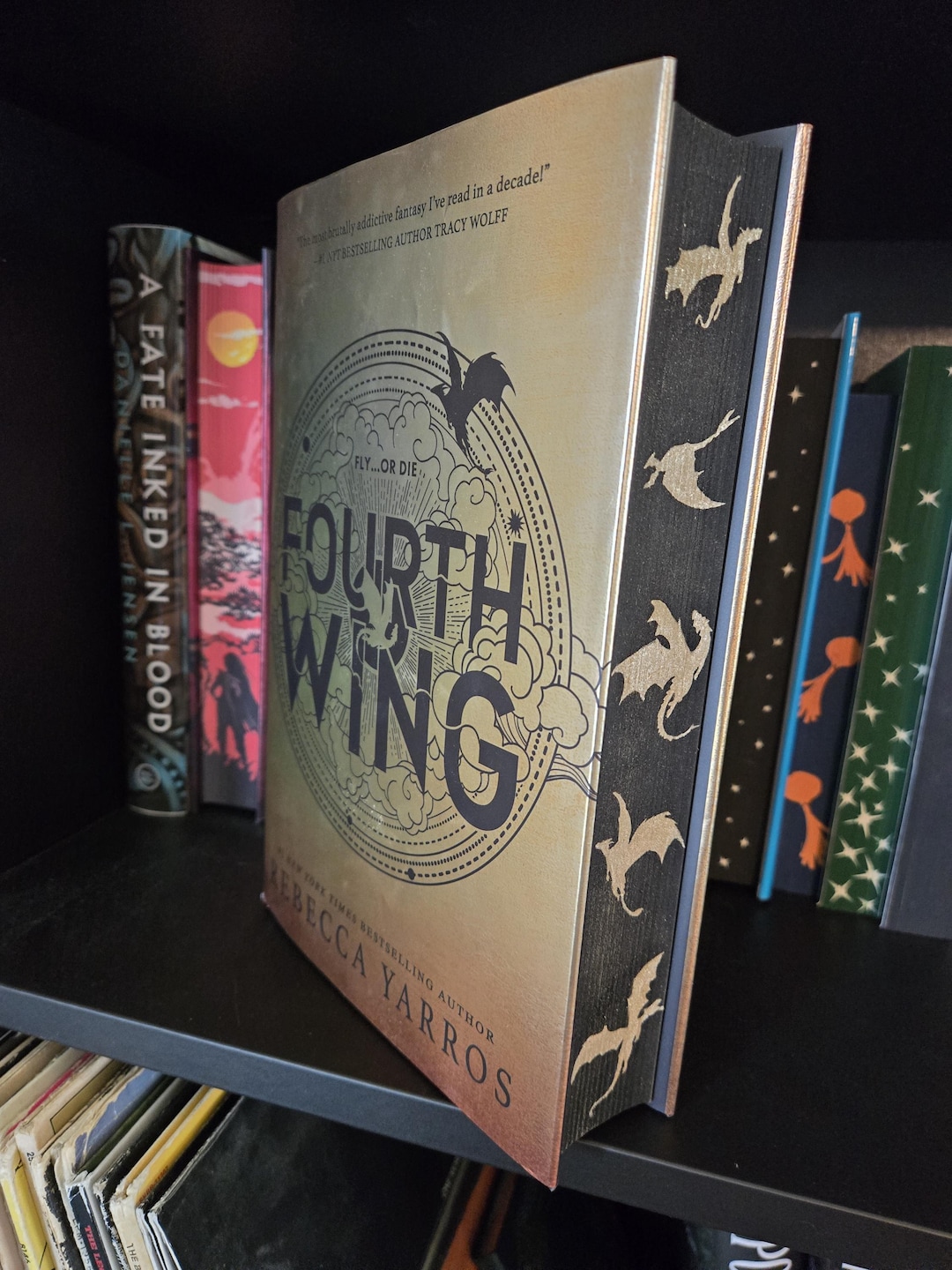 Gold Sprayed Fourth Wing L Iron Flame L Rebecca Yarros L Hardback Book ...