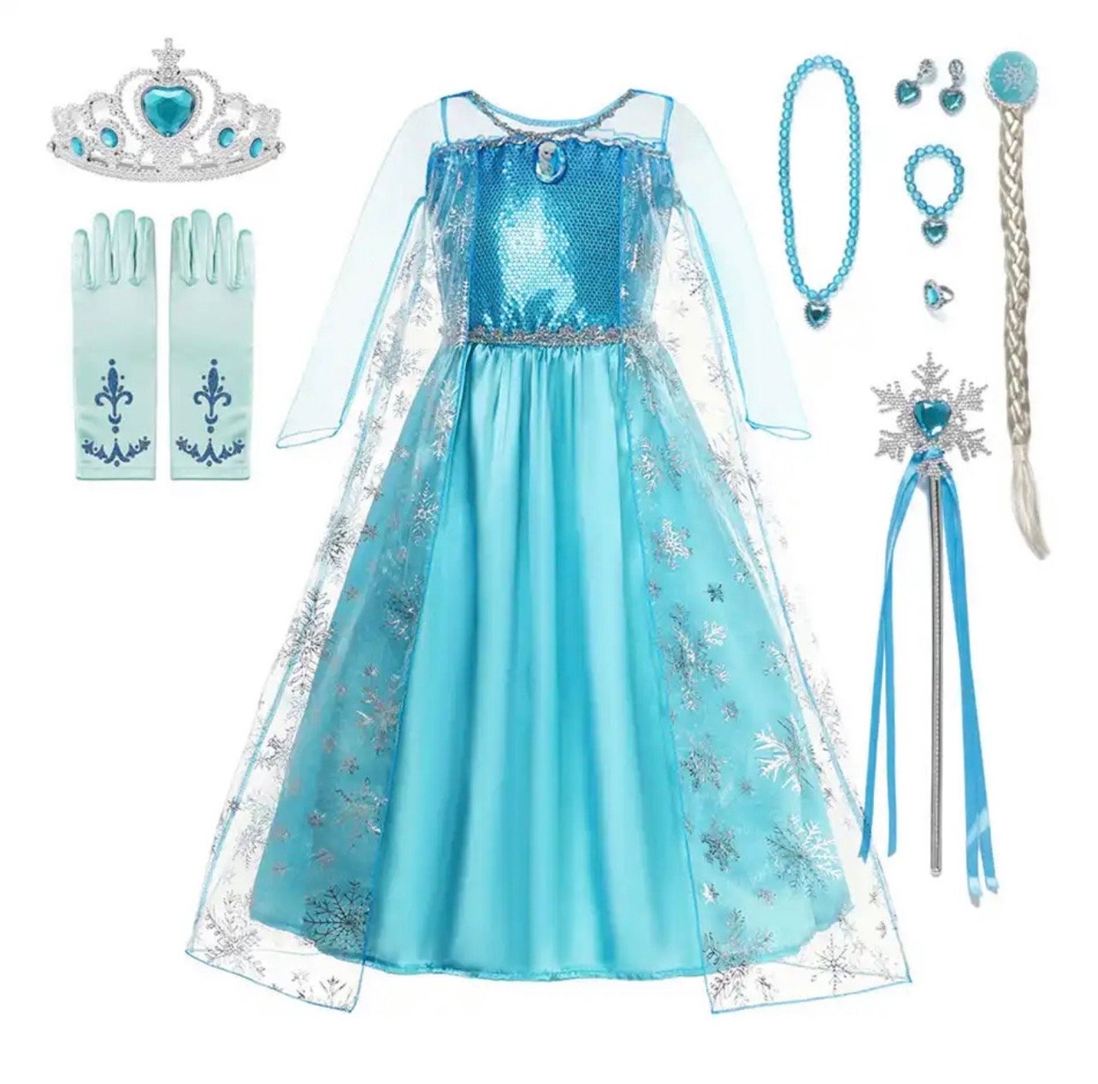 Elsa Princess Costume Fancy Dress Girls Kids Queen Halloween Prom ...