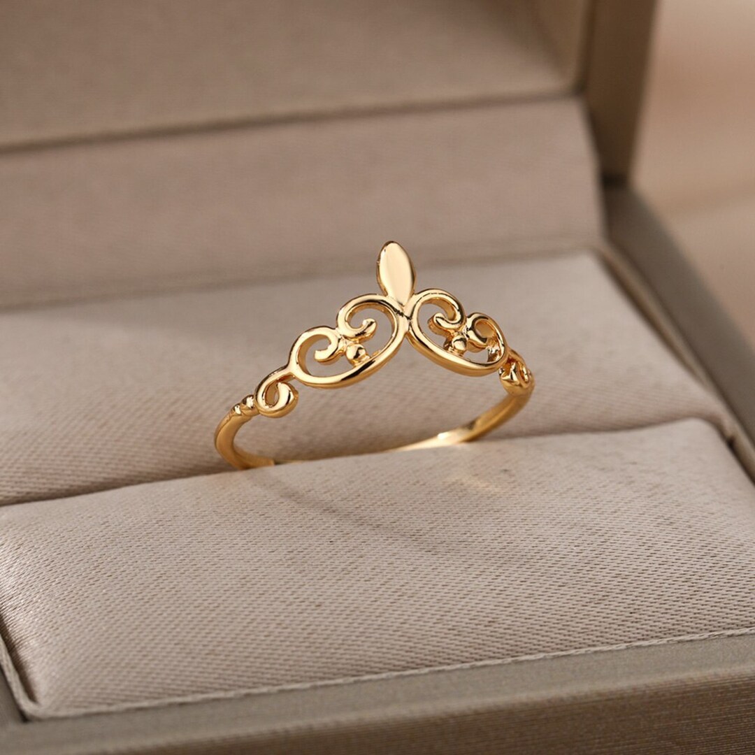 Stainless Steel Crown Ring Gold Plated Finger Ring Emerald - Etsy