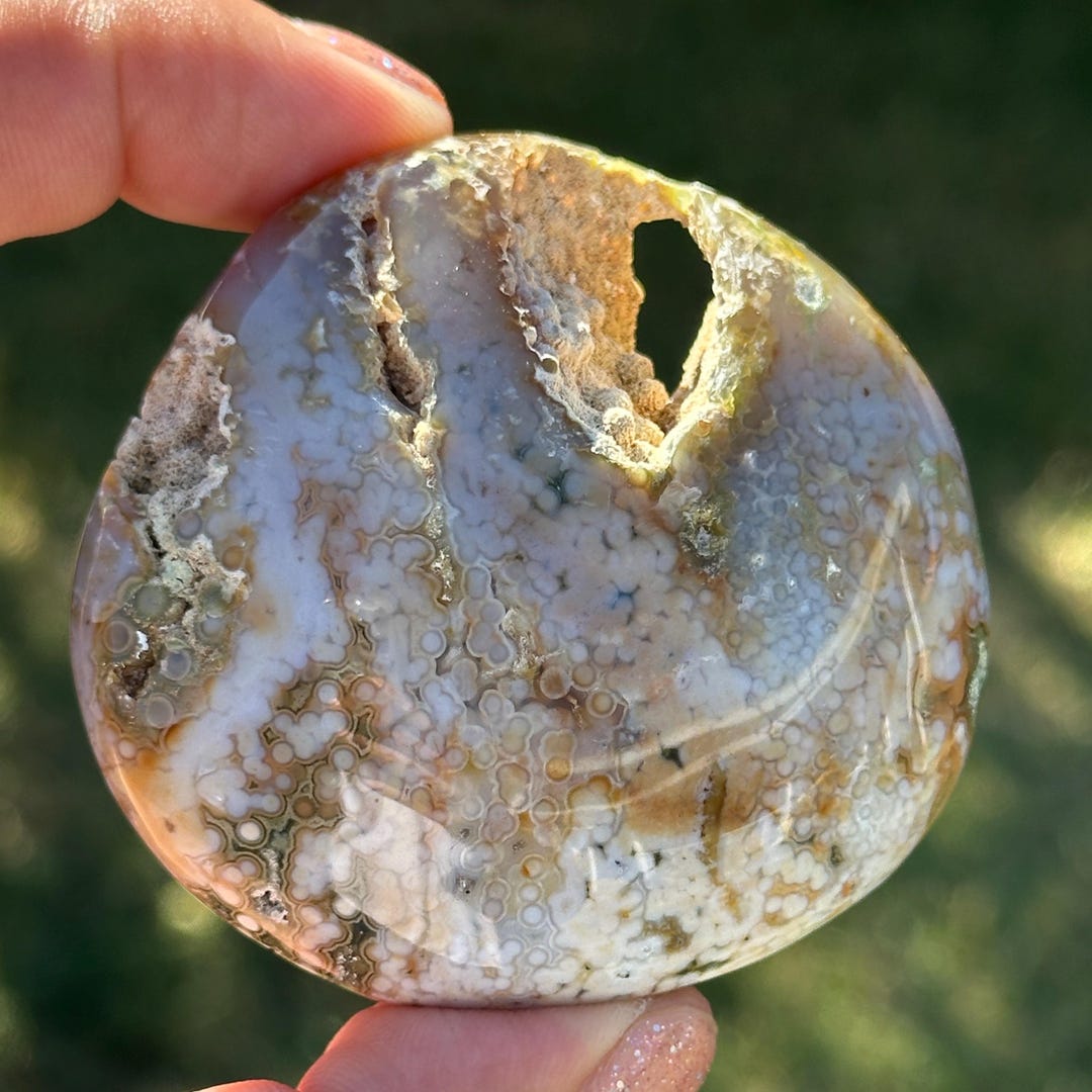 Jelly Ocean Jasper HQ Large Palm Stone Old Stock Floating Orbs Druzy ...