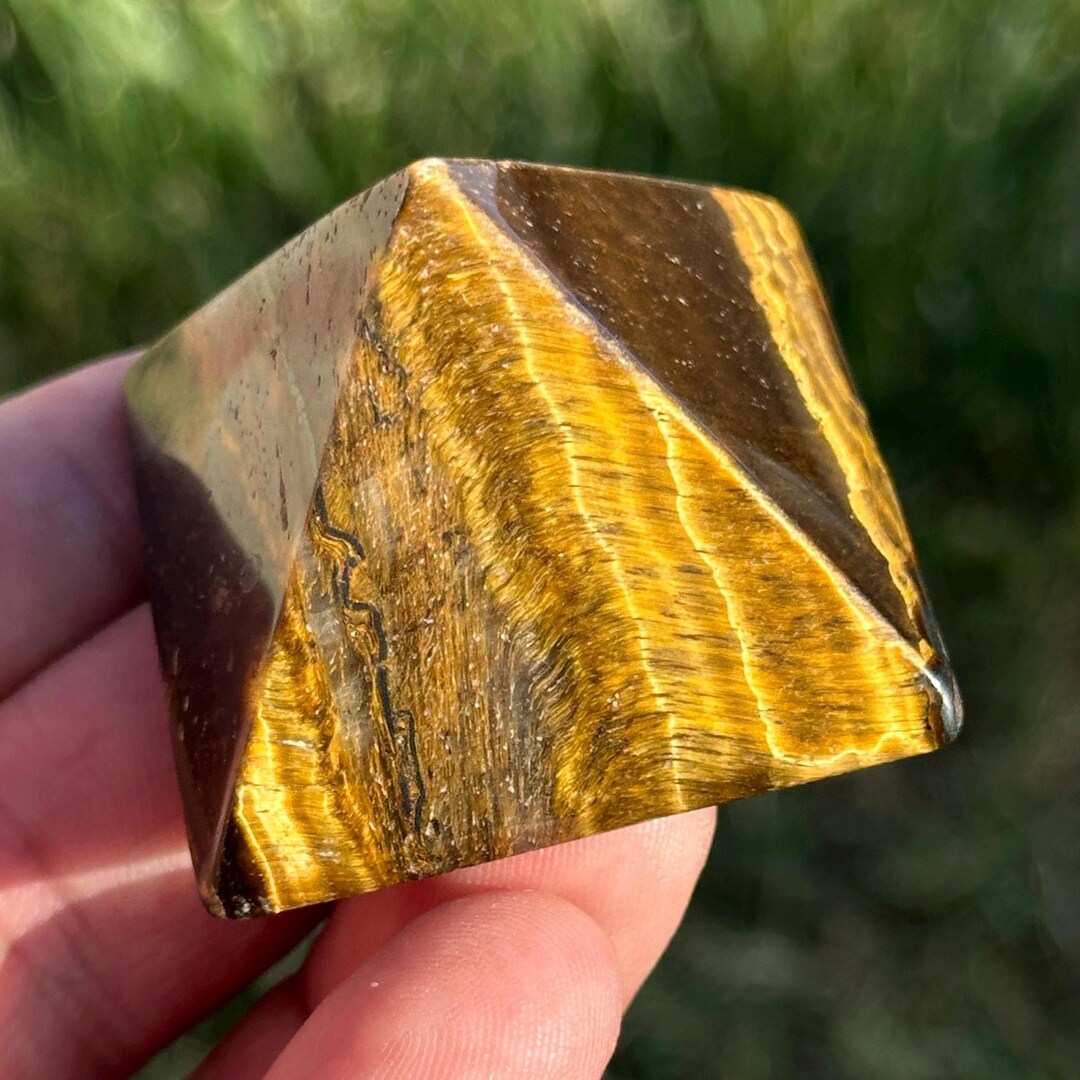 HQ Tigers Eye Crystal Pyramid Flashy Gemstone Striped Gold - Etsy