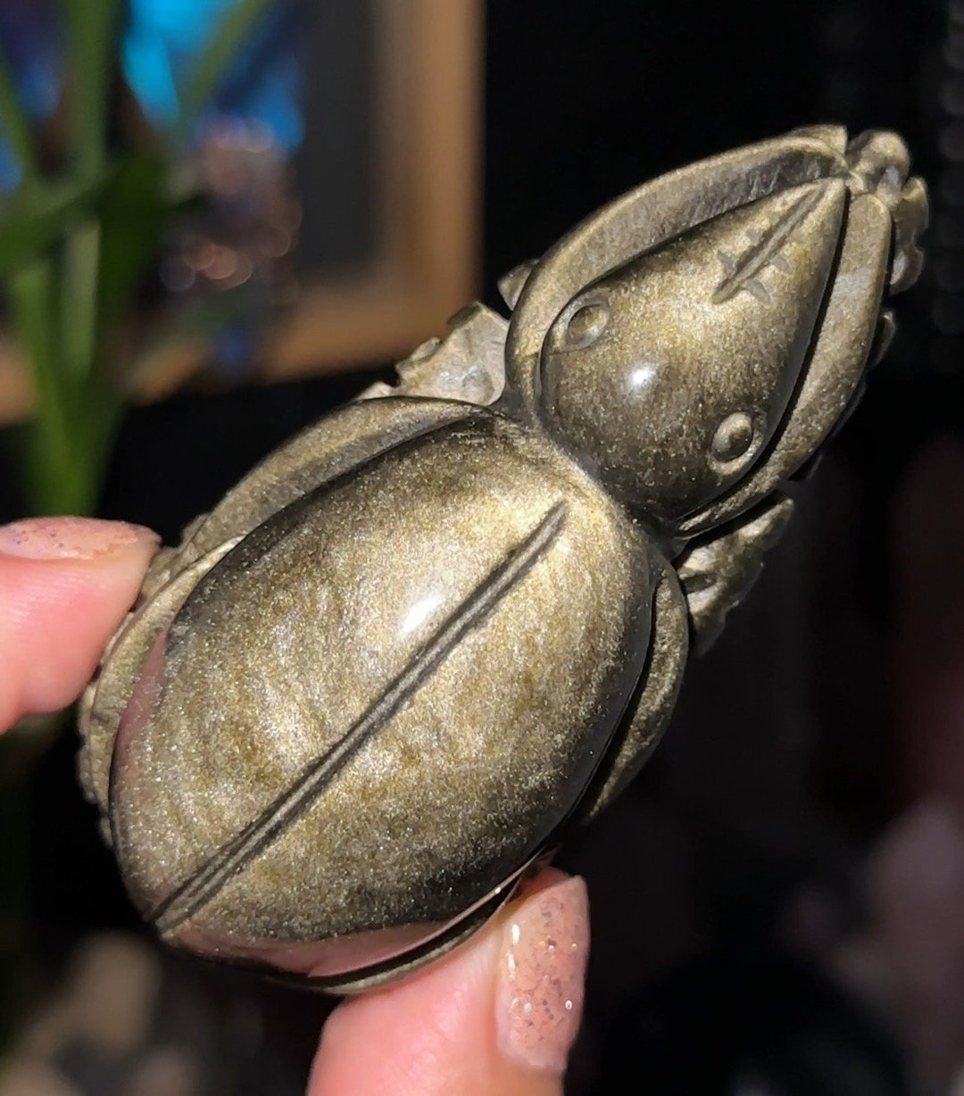 Gold Sheen Obsidian Chunky Beetle HQ Carving Crystal Bug Gemstone Full ...