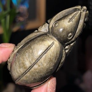 Gold Sheen Obsidian Chunky Beetle HQ Carving Crystal Bug Gemstone Full ...