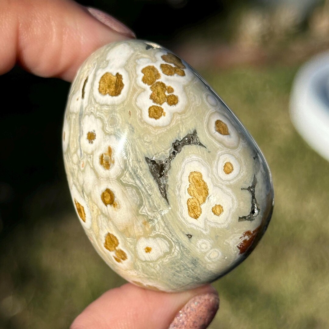 Ocean Jasper HQ Palm Stone Old Stock Yellow Orbs Vugs 47mm - Etsy