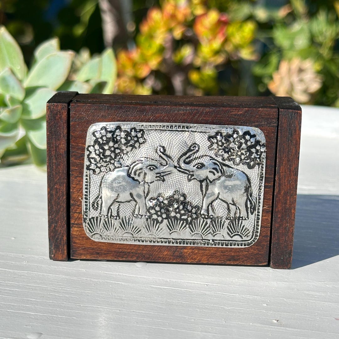 Elephant Teak Wood Trinket Box | Small Wooden Box Gift | Decor ...