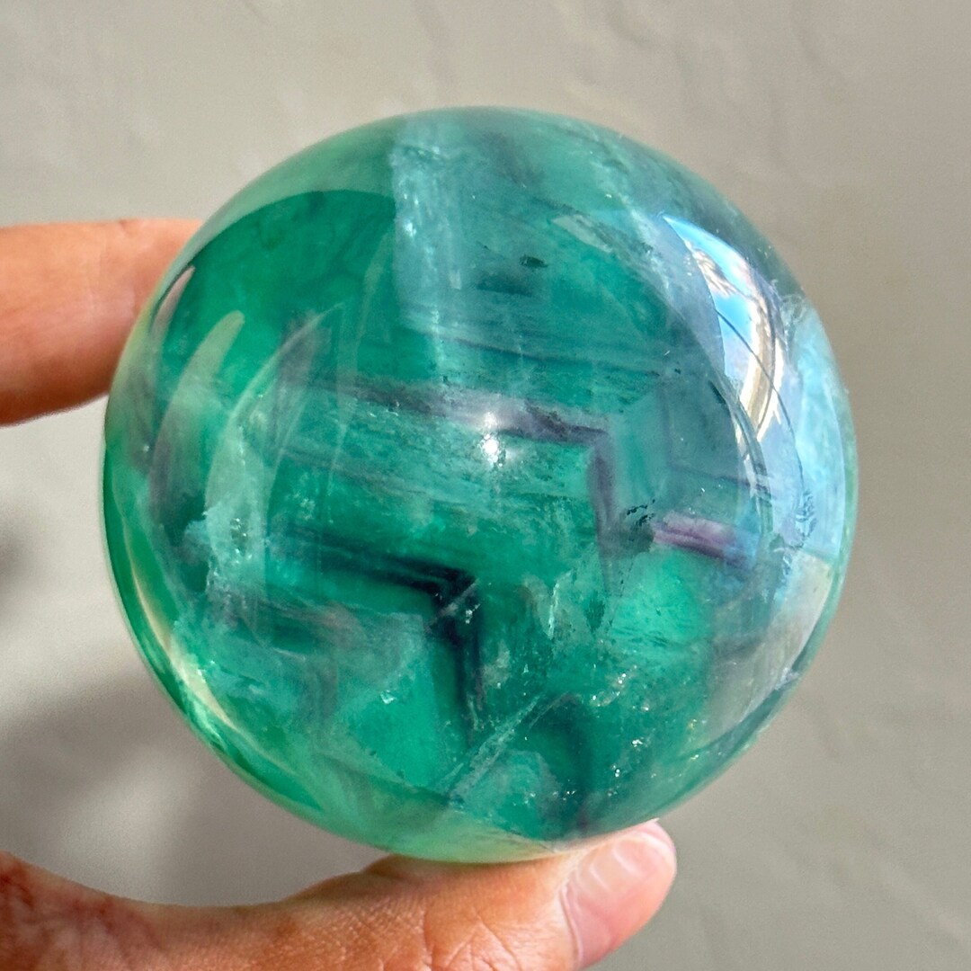Top Grade Green Fluorite Sphere Aqua Purple Banded Gemmy Crystal ...