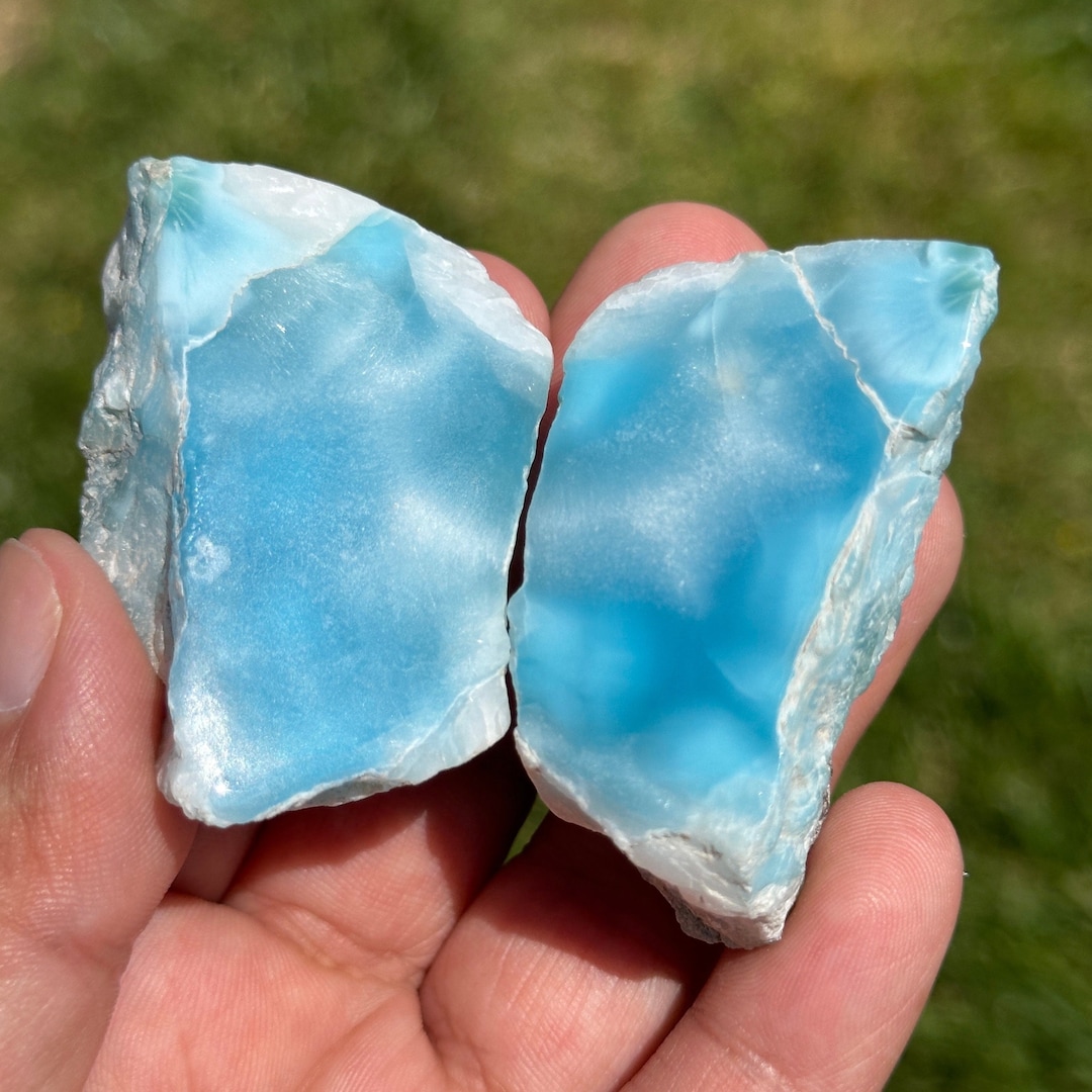 Larimar Deep Blue Nodule Butterfly Split Specimen Freeform High Quality ...