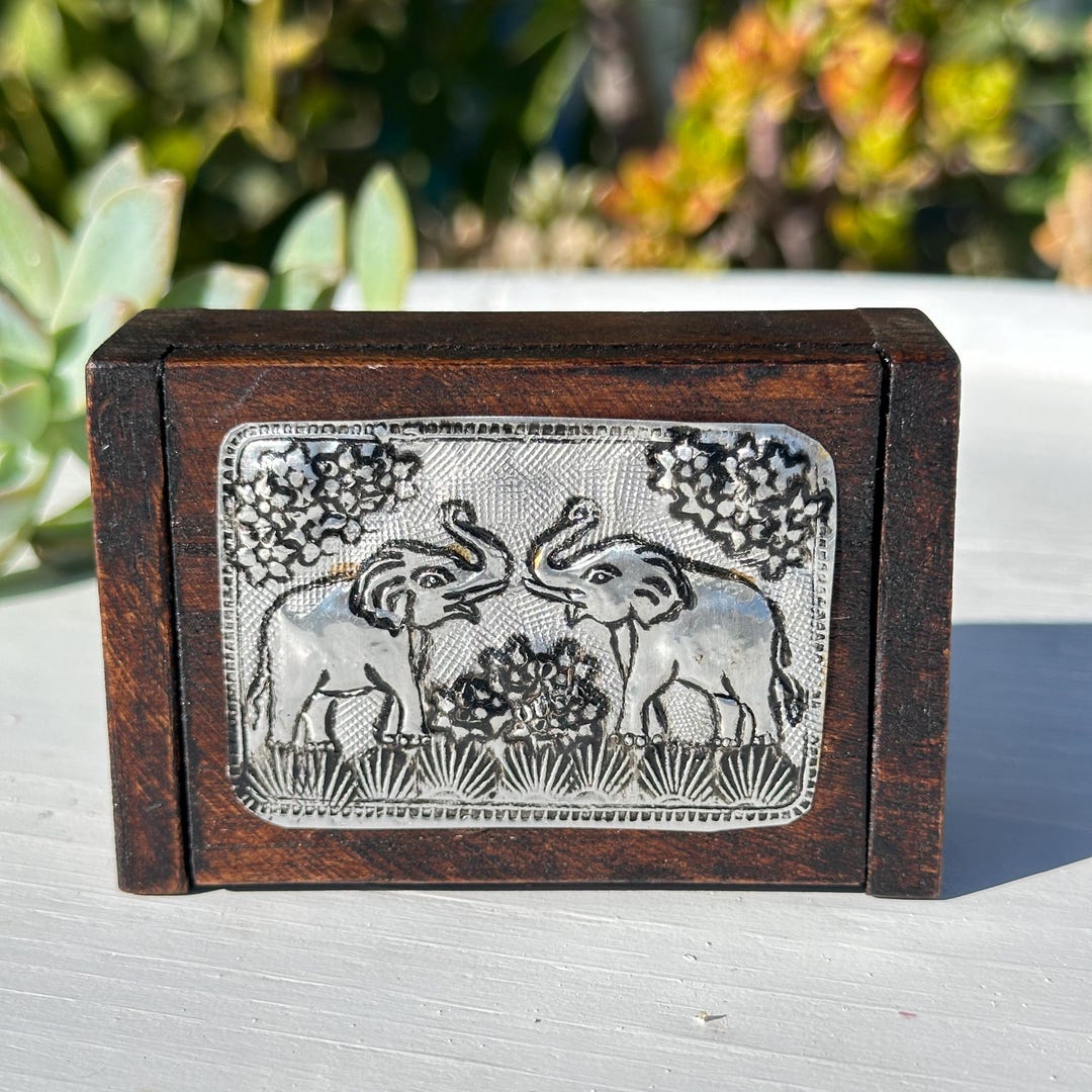 Elephant Teak Wood Trinket Box | Small Wooden Box Gift | Decor ...