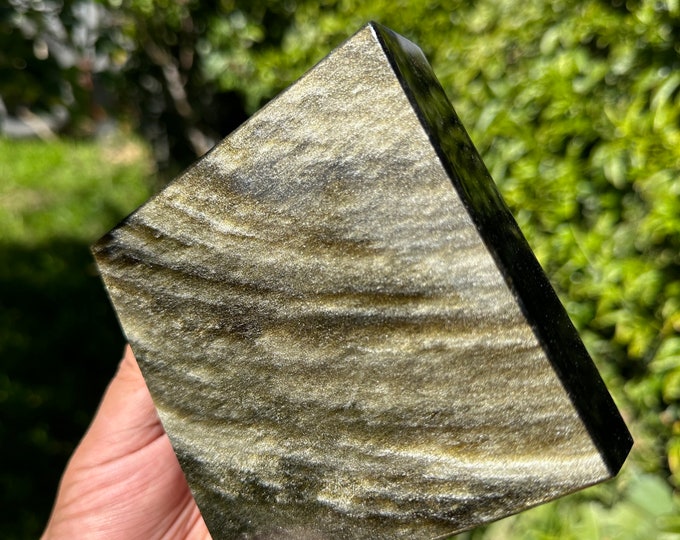 Thick Gold Sheen Obsidian Polished Slab Crystal Tile Gemstone Full ...