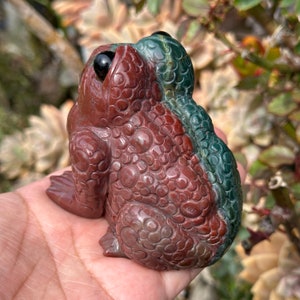 Large OJ Frog Carving Crystal Ocean Sea Jasper Colorful Lucky Toad ...