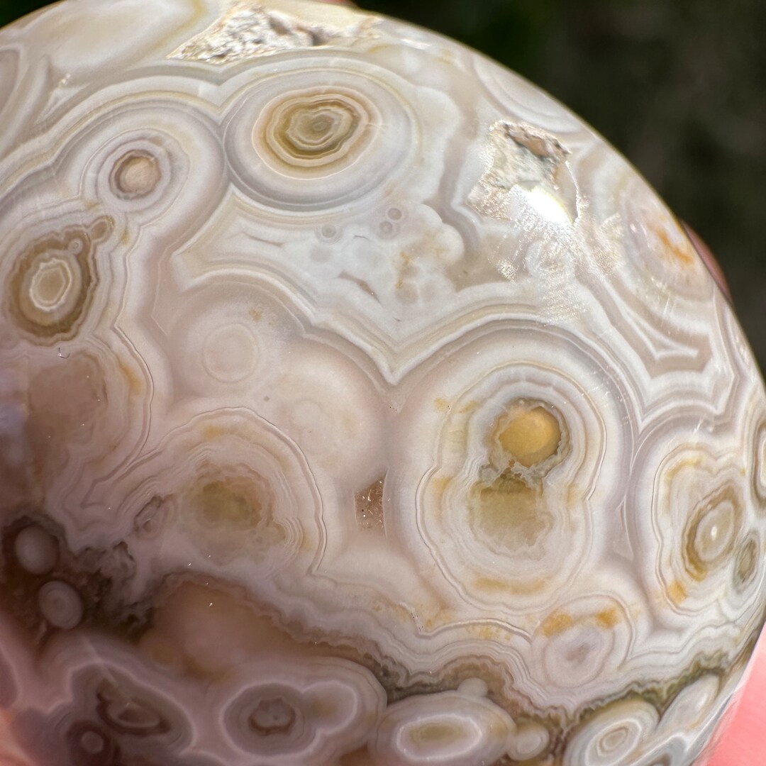 High Grade Vein 7 Ocean Jasper Palm Stone Crystal Orbs Flowers Rare ...