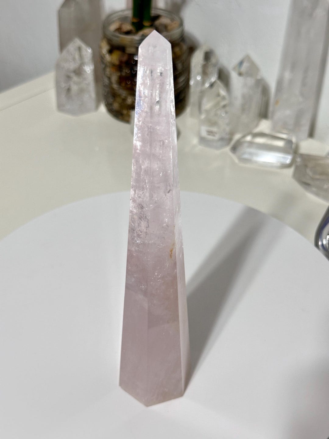 Gemmy Rose Quartz Obelisk Pink Crystal Tower Point - Etsy