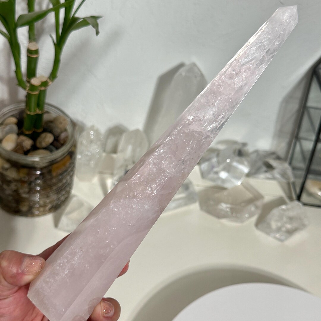 Gemmy Rose Quartz Obelisk Pink Crystal Tower Point - Etsy