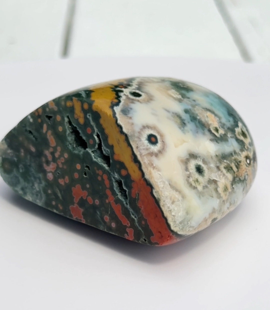 Fiery Ombré Orbs Old Stock Ocean Jasper Freeform Red Eye Orbs Teal Rare ...