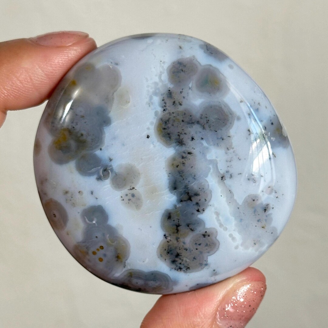 8th Vein Ocean Jasper Blue Jelly HQ Palm Stone Fish Eye Floating Orbs ...
