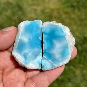 Larimar Deep Blue Nodule Butterfly Split Specimen Freeform High Quality ...