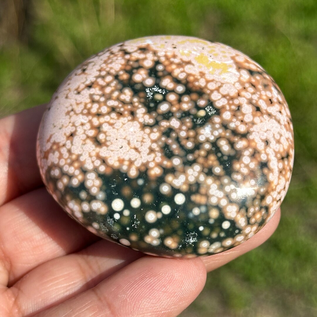 New Veinless Peachy Pink Ocean Jasper Top Grade Palmstone Green ...