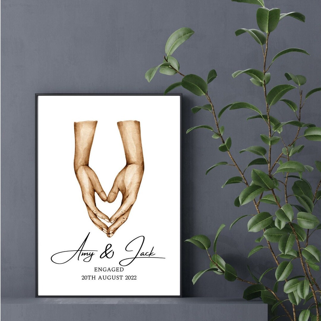 Personalised Engagement Gift, Personalised Engagement Print, Holding ...