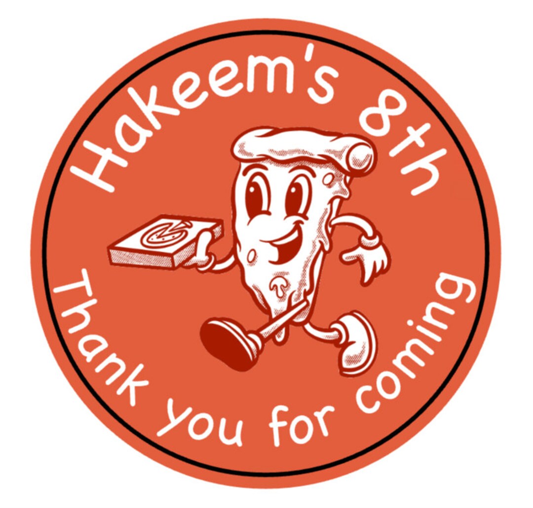 Pizza Party Stickers, Personalised Stickers, Party Favours Kids, Kids ...