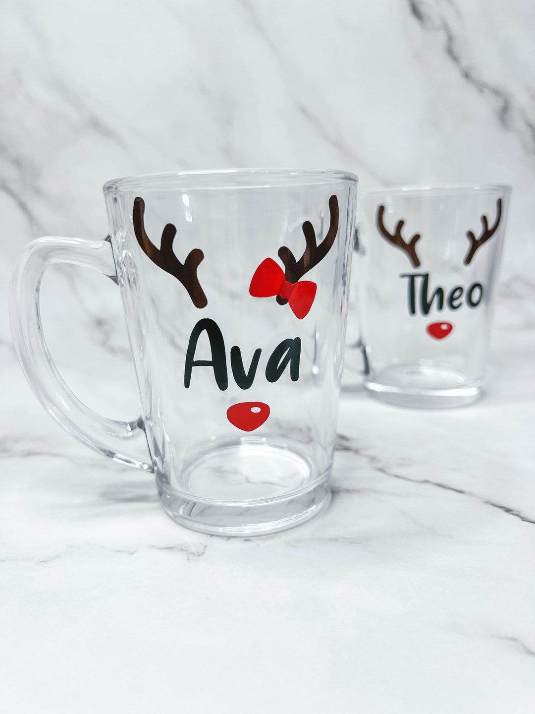 Family Christmas Antler Initial & Name Mugs, Hot Chocolate Christmas ...