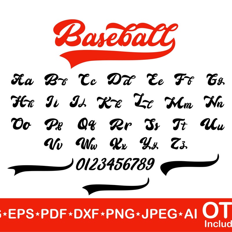 Baseball Font With Tail - Etsy