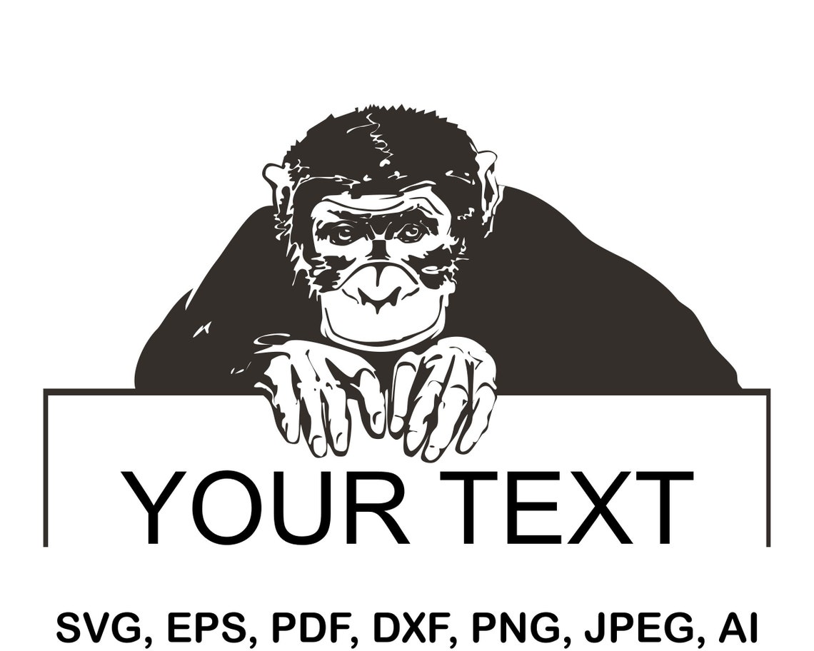 Monkey Monogram Svg Monkey Name Tag Svg Monkey Custom Text - Etsy