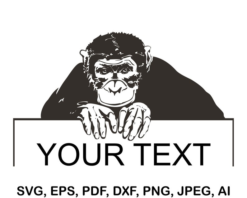 Monkey Monogram Svg Monkey Name Tag Svg Monkey Custom Text - Etsy