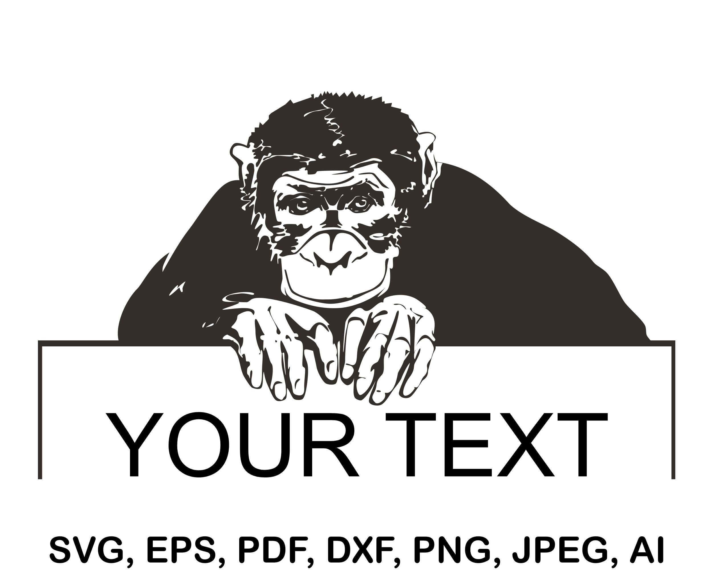 Monkey Monogram Svg Monkey Name Tag Svg Monkey Custom Text - Etsy