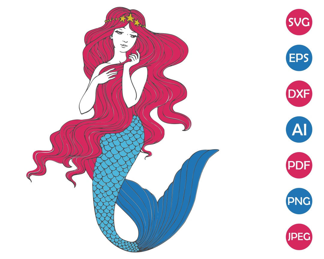 Mermaid Svg, Cute Mermaid Svg, Mermaid Layer, Mermaid Princess, Sea ...