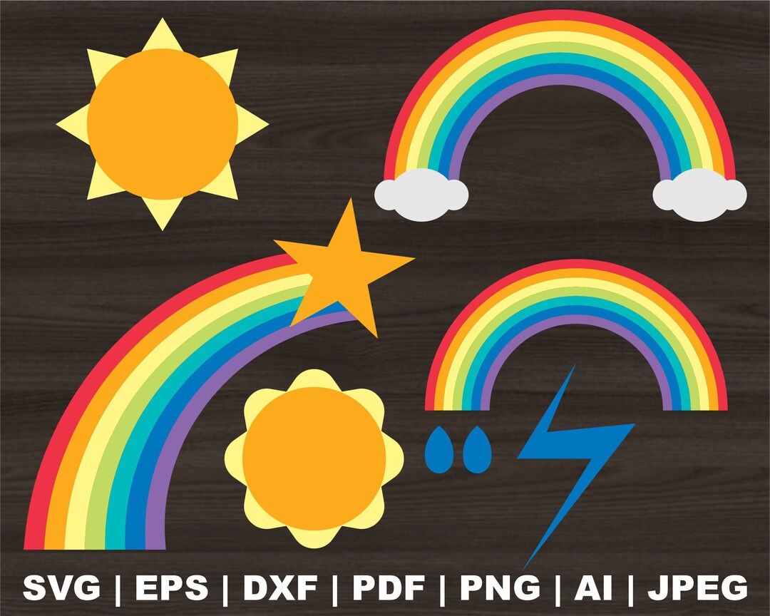 Rainbow SVG Bundle, Rainbow Svg, Cloud Svg, Weather Svg, Colourful ...
