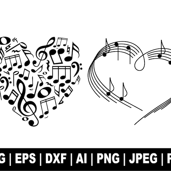 Heart Music Notes - Etsy